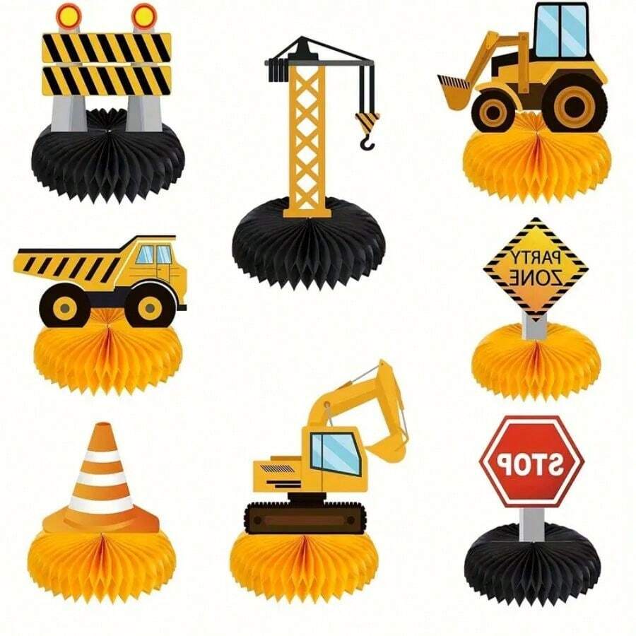 24pack Construction Vehicle Birthday Honeycomb Centerpieces Excavator ...