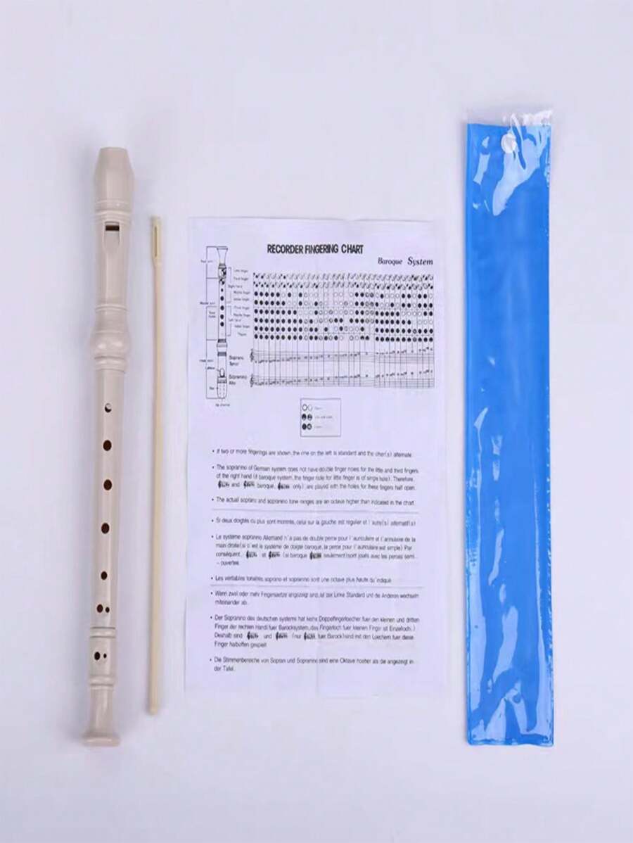 1pc White 8-Hole German Style Soprano Recorder With Cleaning Rod And ...
