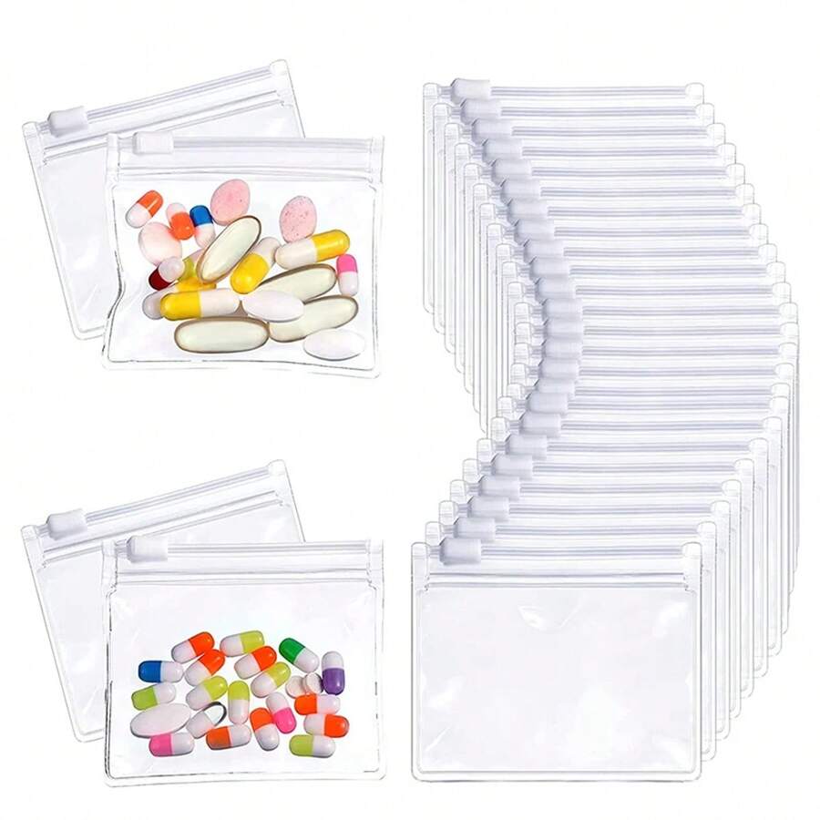 Pill Pouch Bags Zippered Pill Pouch Set Reusable Pill Baggies Clear ...