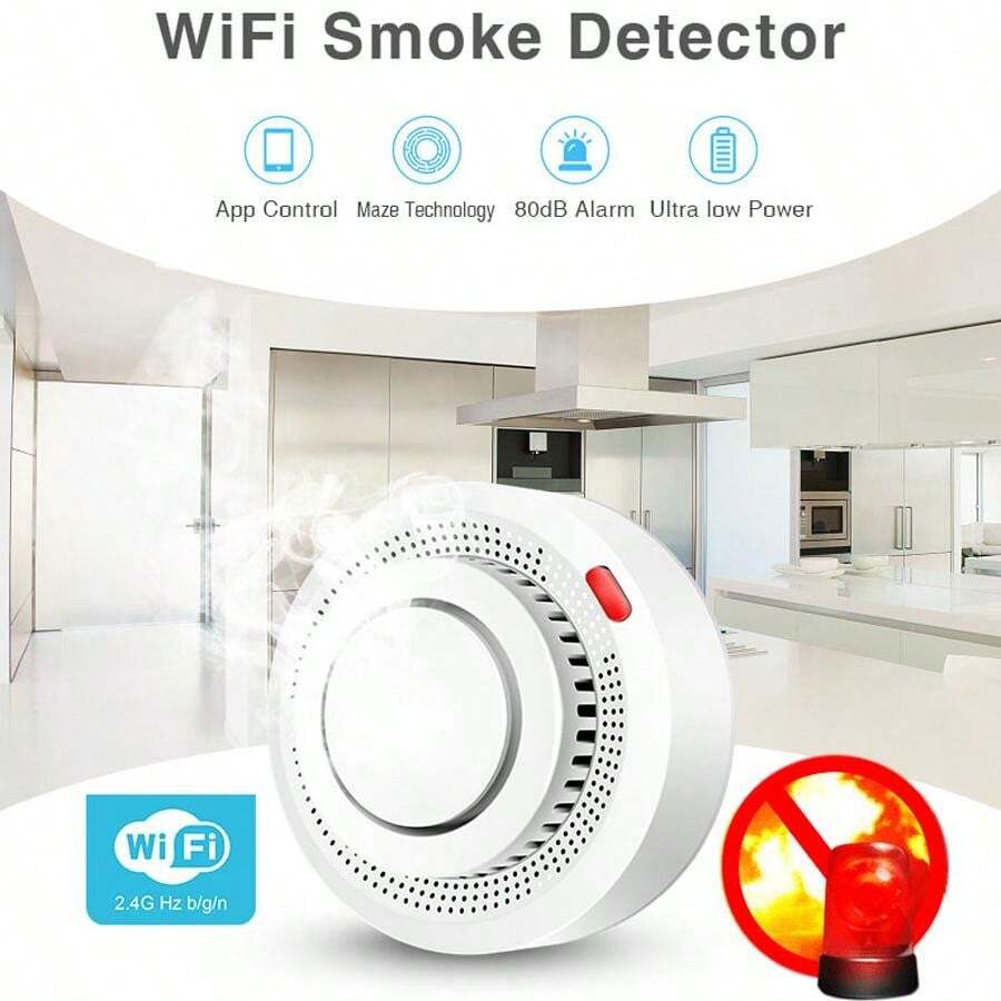 Tuya WiFi Smoke Alarm Fire Protection Smoke Detector Smokehouse Combination Fire Alarm Home ...