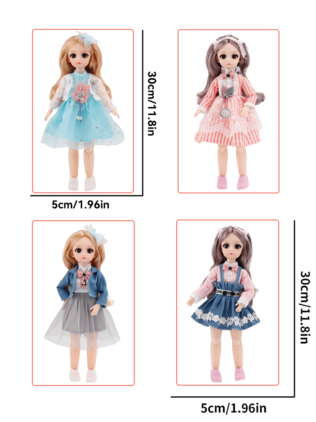 12 Inches Packaged Doll - 4pcs Beautiful And Articulated Dolls With ...