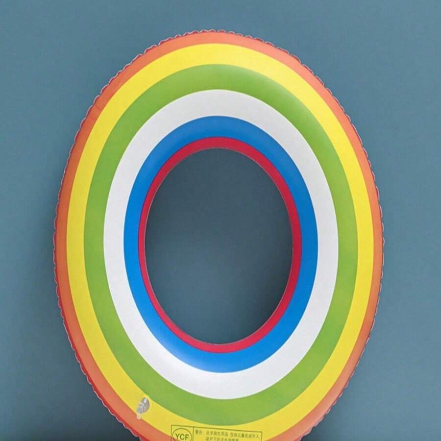 1pc Thickened Double-Layer Inflatable Rainbow Adults' Swimming Ring For ...