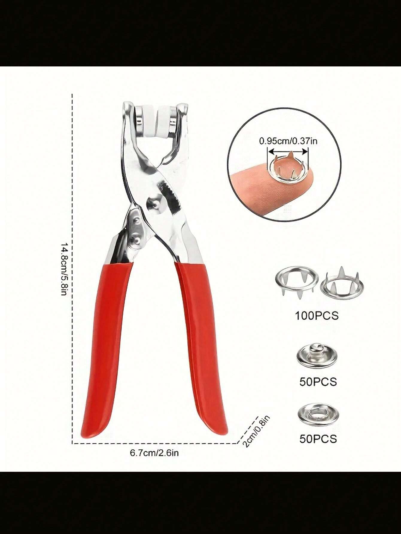 200 Button And 50 Pliers Tools: 9.5mm Snap Tools For Garment And ...