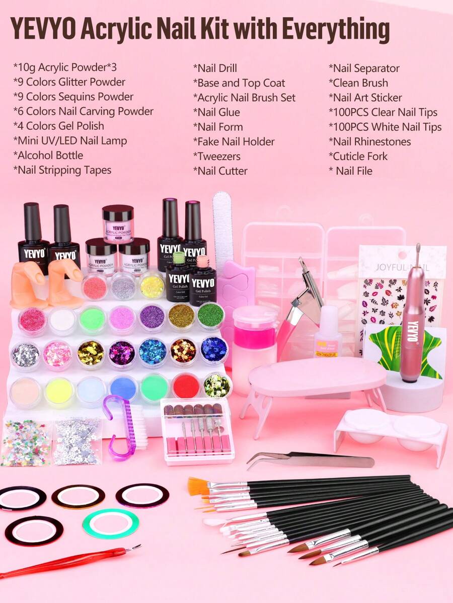 Acrylic Nail Kit, Gel Nail Polish Set With Everything - Complete ...