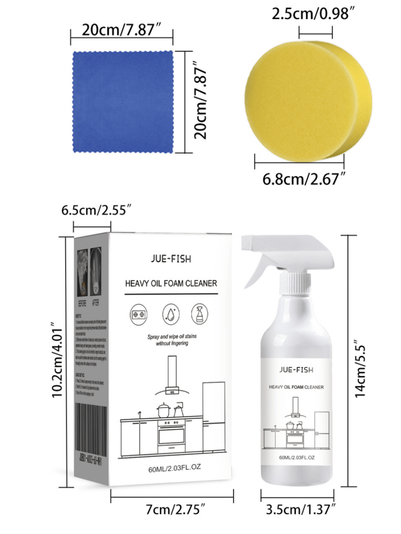 Jue-Fish Heavy Duty Foam Cleaner For Kitchen Countertop, Range Hood ...