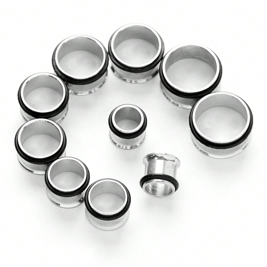 2pcs Punk 3mm-18mm Stainless Steel Ear Stretcher Expanders, Ear Tunnels ...