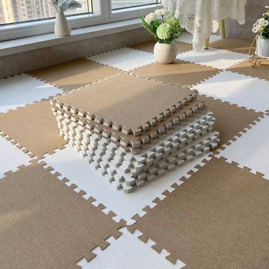 Gym Flooring Set - Interlocking EVA Soft Foam Floor Mat, 10 Pieces ...