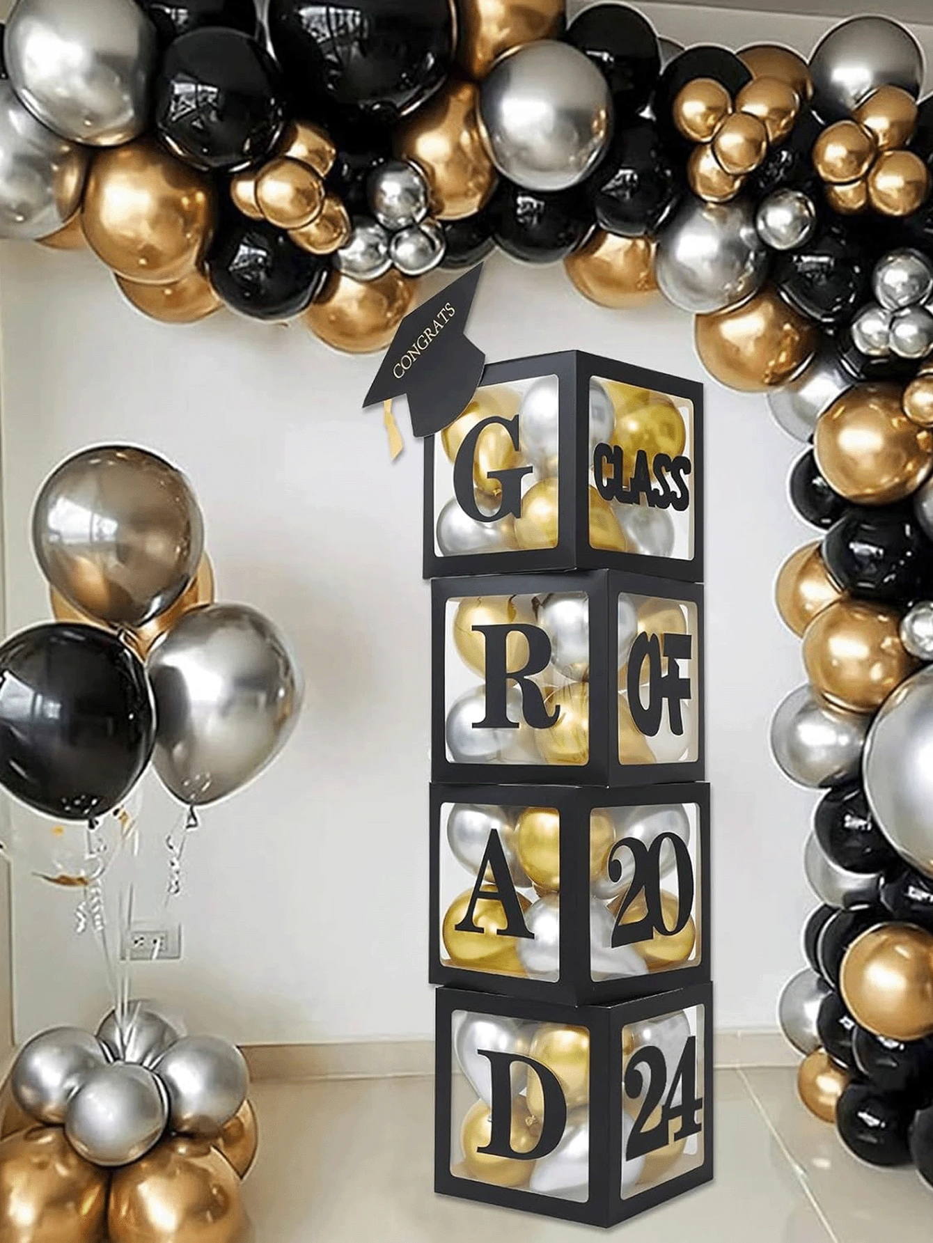 14pcs/Set 2024 Graduation Balloon Set, 4pcs Black Graduation Party ...