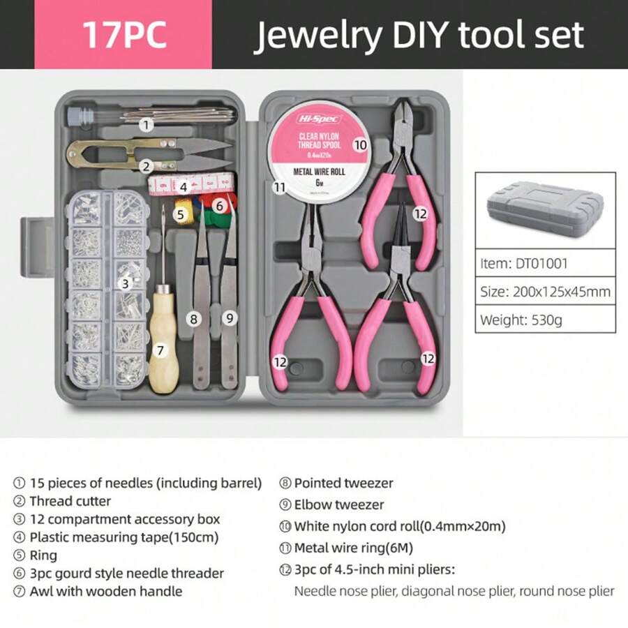 Hi-Spec 17pcs Handcraft Jewelry Making Tools Set, Include Pliers ...
