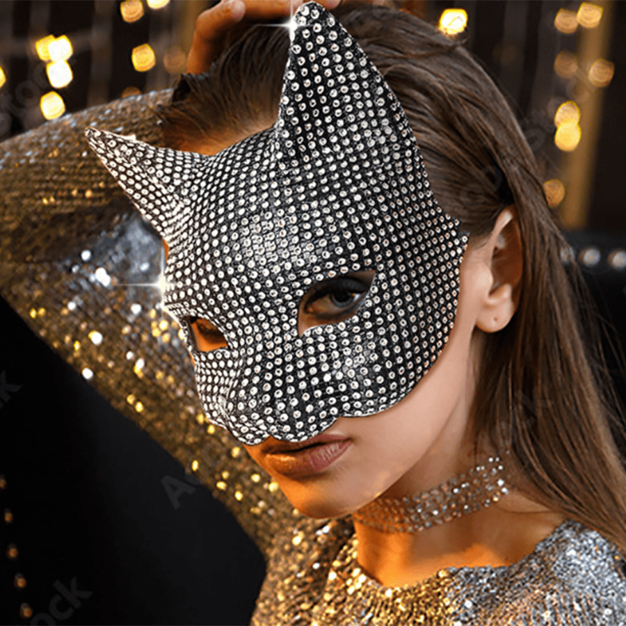 1pc Diamond Studded Masquerade Mask Prank/Cosplay Party Dress Up Prop ...