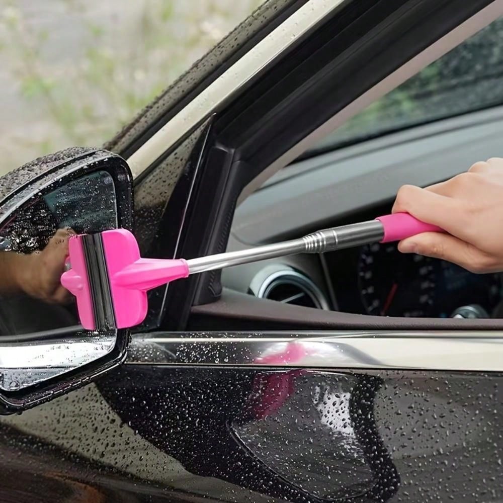 1pc Pink Retractable Car Rearview Mirror Wiper, Car Glass Mist Removal ...