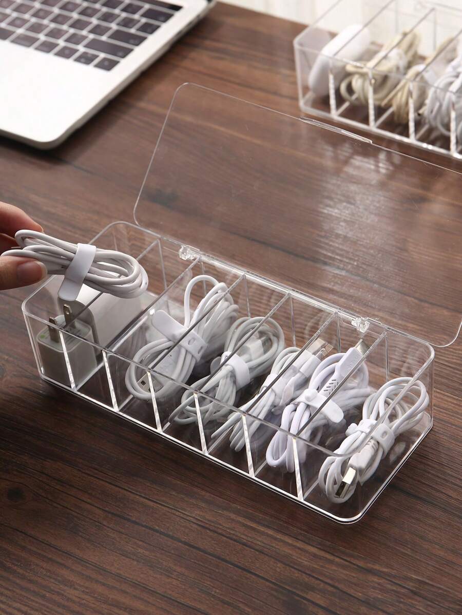 1pc Transparent Desktop Cable Management Box For Various Sizes Of Power ...