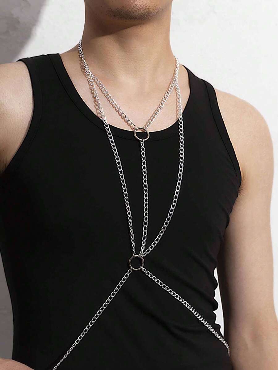 Creative Design Of Men's Popular Jewelry With Multi Layered Body Chains ...