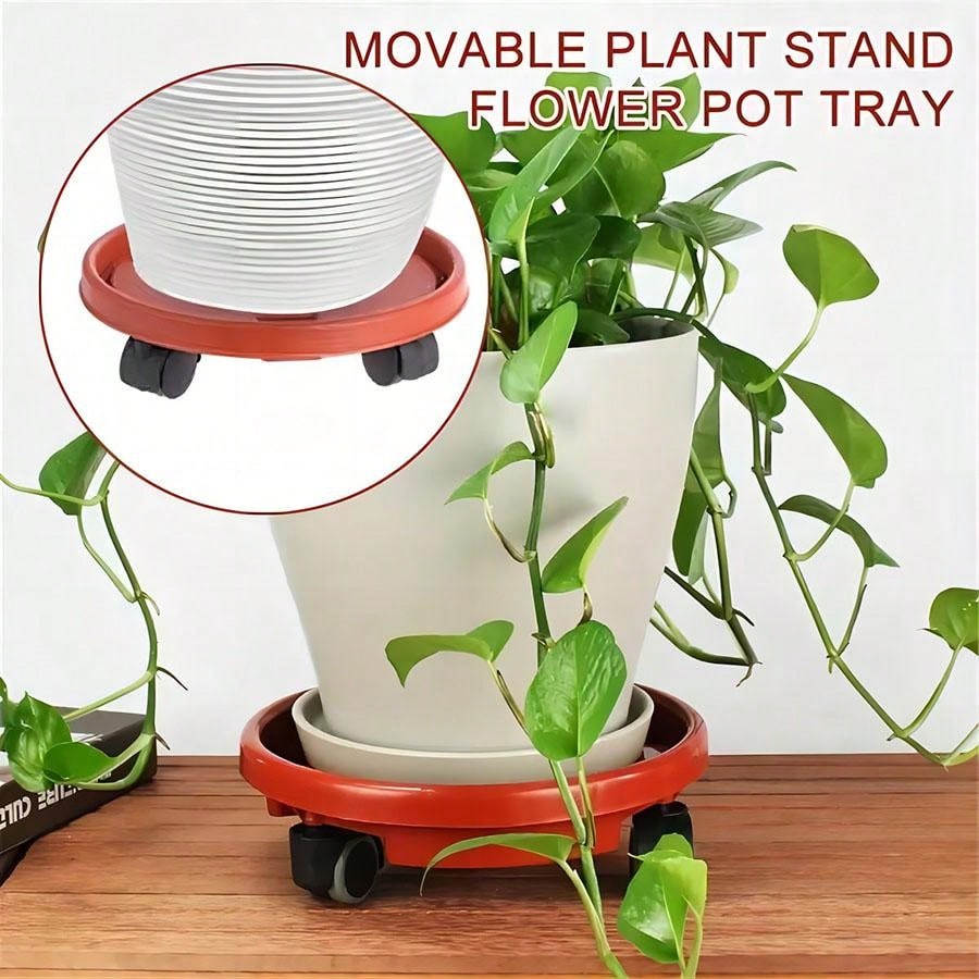 1pc Portable Plant Pot Tray With Heavy Duty Rotating Pot Stand, Indoor ...