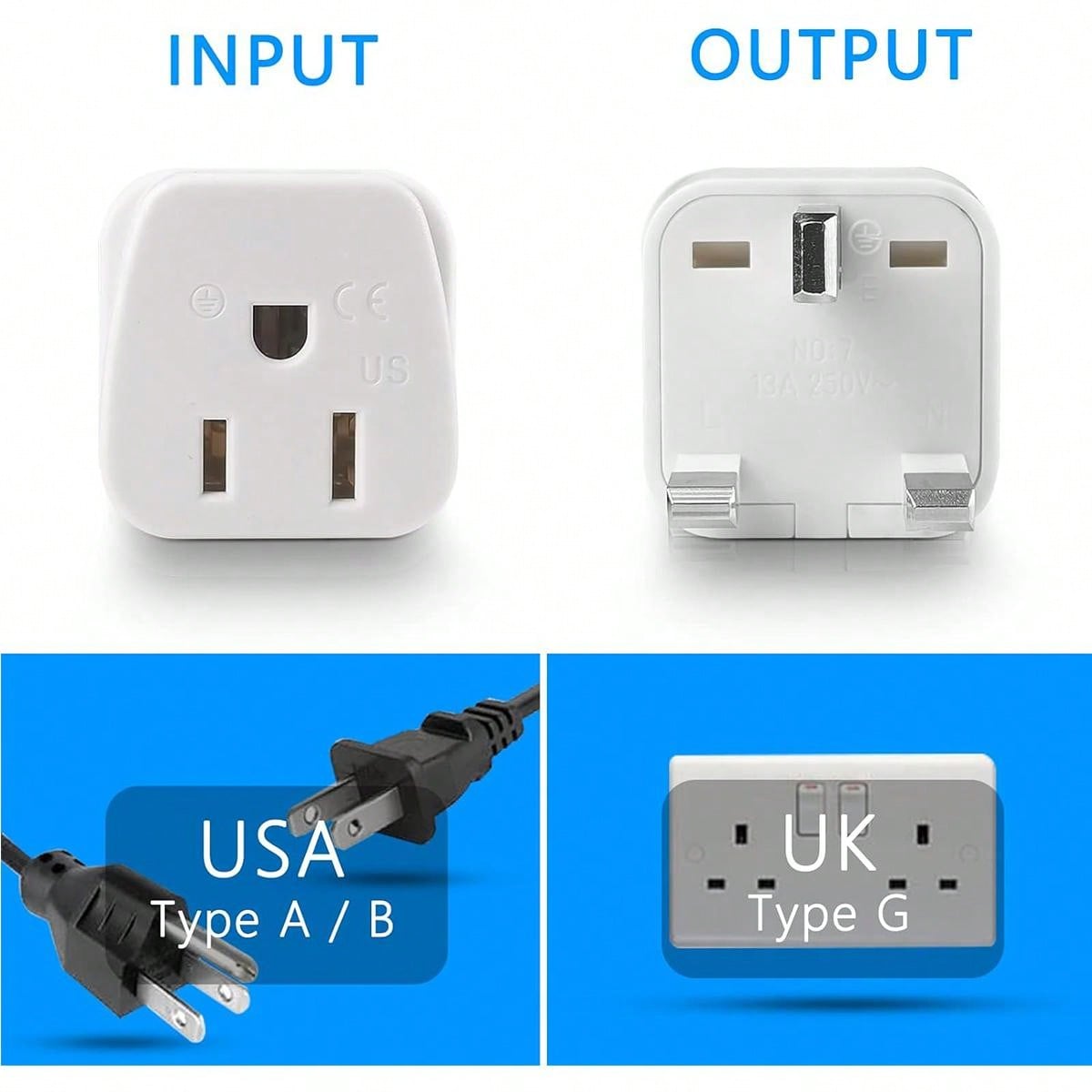 Usa To Uk Plug Adapter, 2/3 Pin Usa To 3 Pin Uk Travel Adapter, Usa To ...
