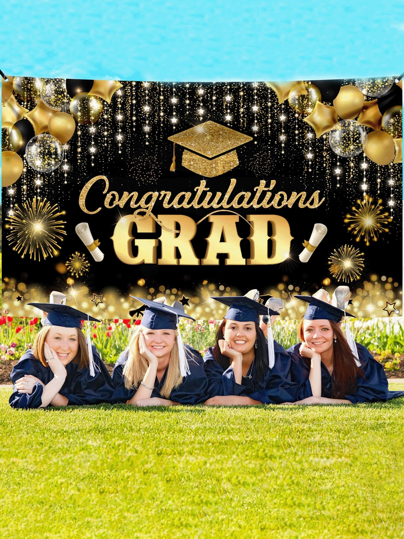 1pc Congratulations Graduation Banner 2024 - 72x44 Inches | Glitter ...