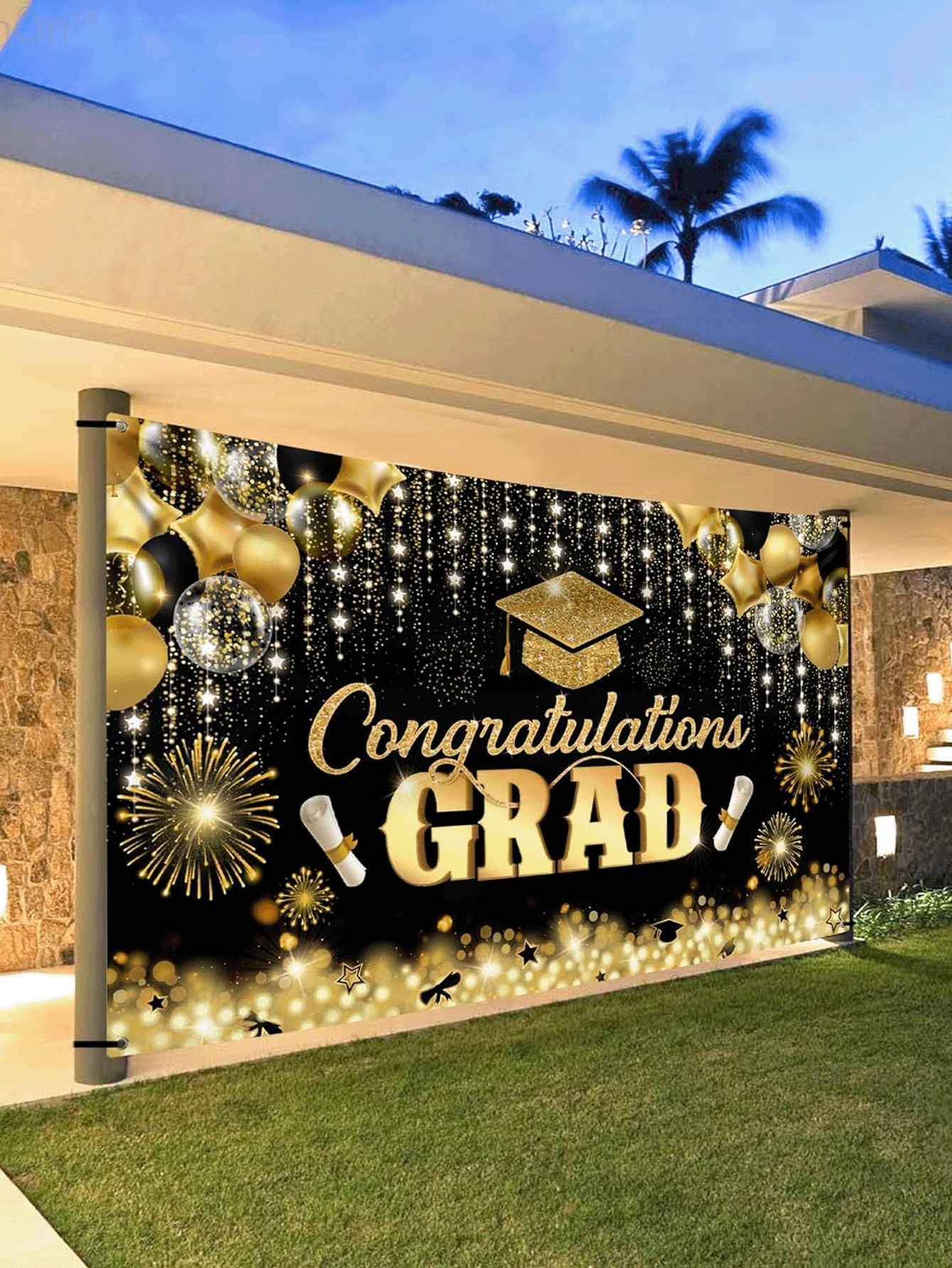 1pc Congratulations Graduation Banner 2024 - 72x44 Inches | Glitter ...