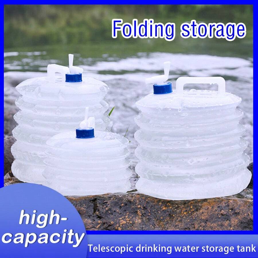 1pc Outdoor Folding Water Bag With Faucet, Portable Water Bucket In Car ...