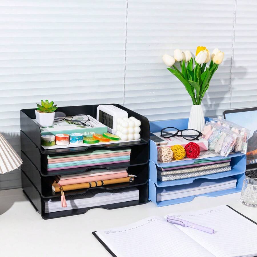 Stackable File Tray, Filing Boxes, File Holder, Desk Organizer With ...