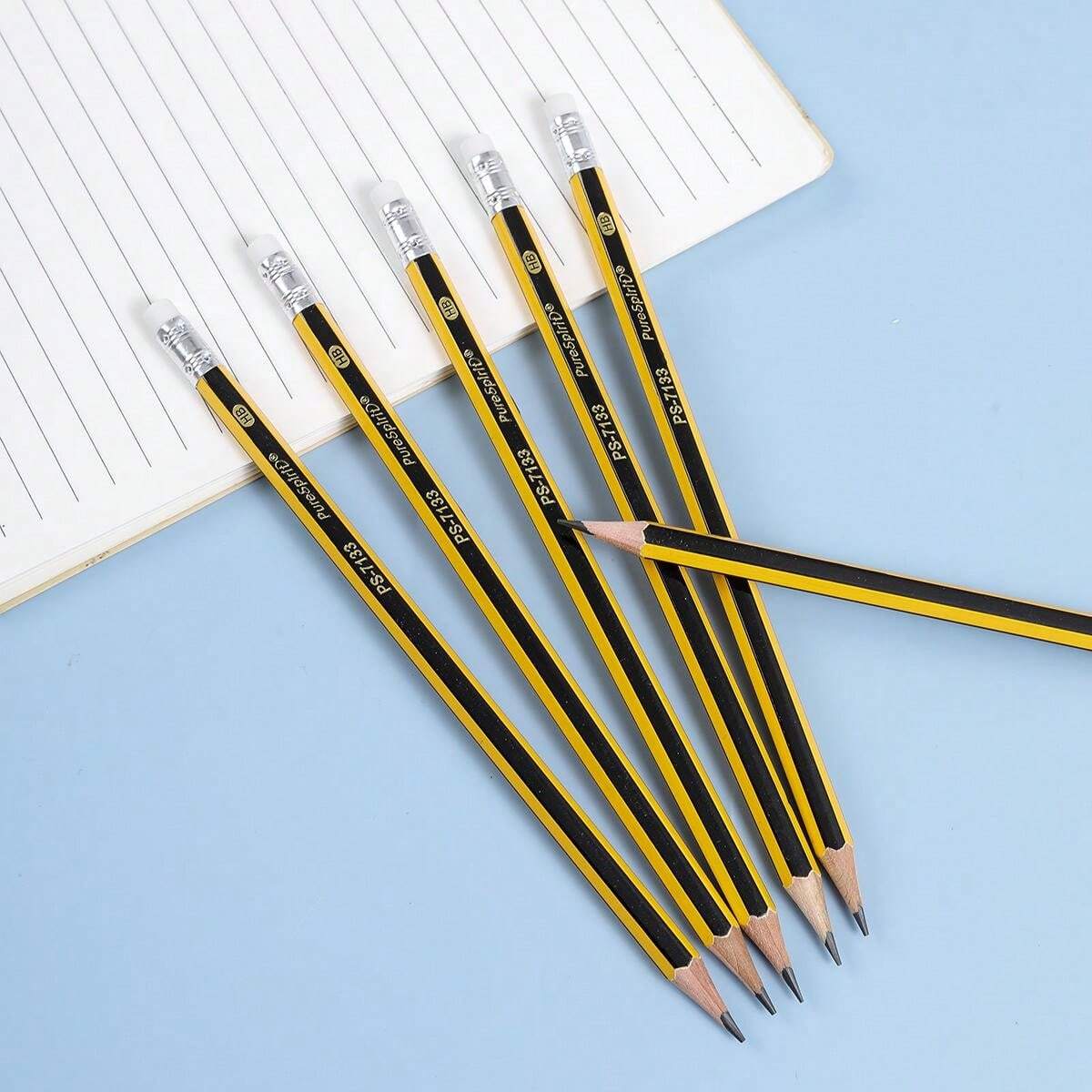 purespirit 12/24PCS Pre-Sharpened HB Lead Graphite Pencils Woodcased ...