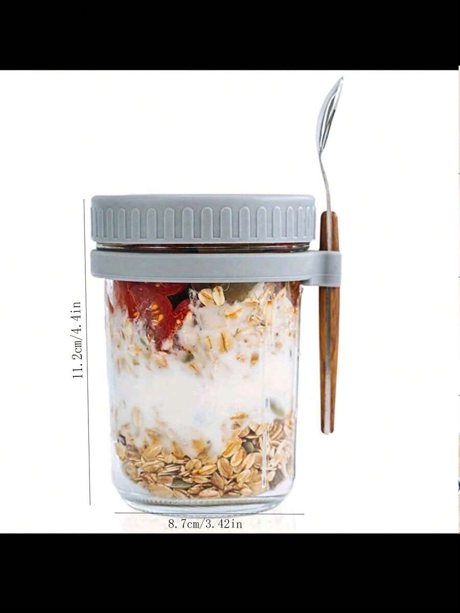 1PC 350ml Overnight Oatmeal Container With Lid And Spoon, Large Capacity Airtight Overnight ...