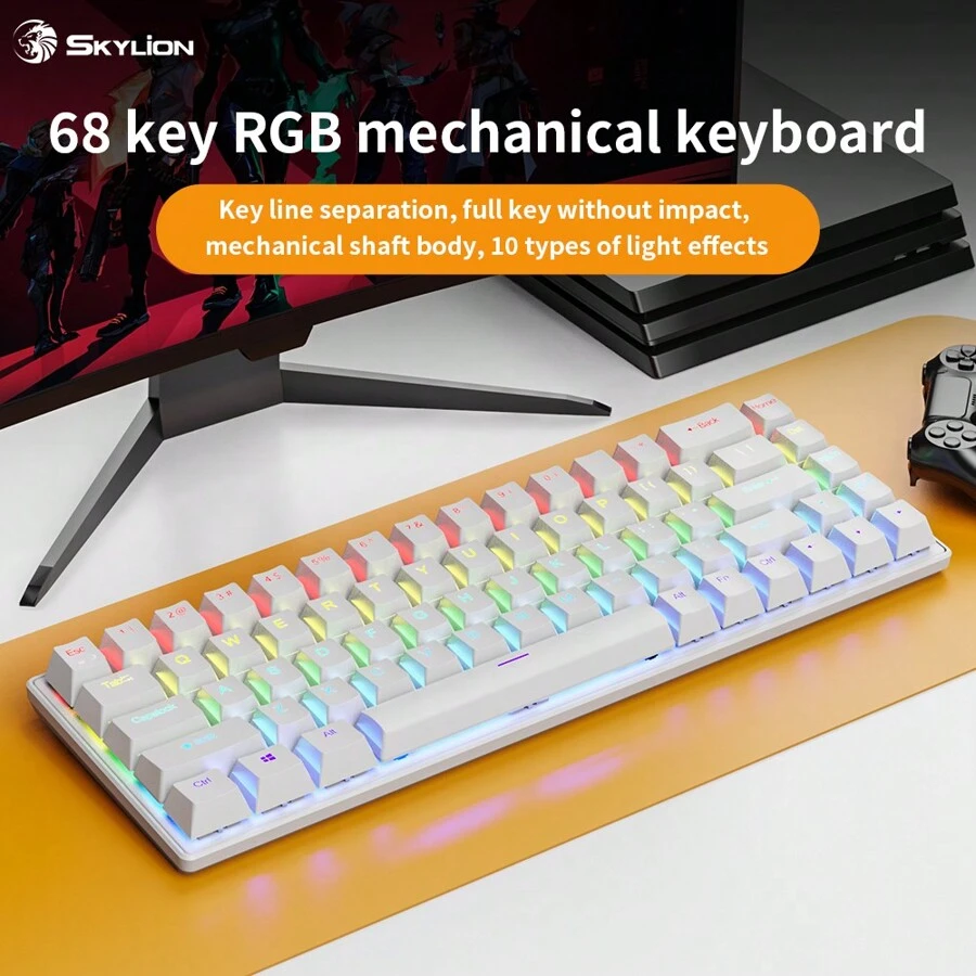 SKYLION K68 Wired Mechanical Keyboard 10Kinds Of Colorful Lighting ...