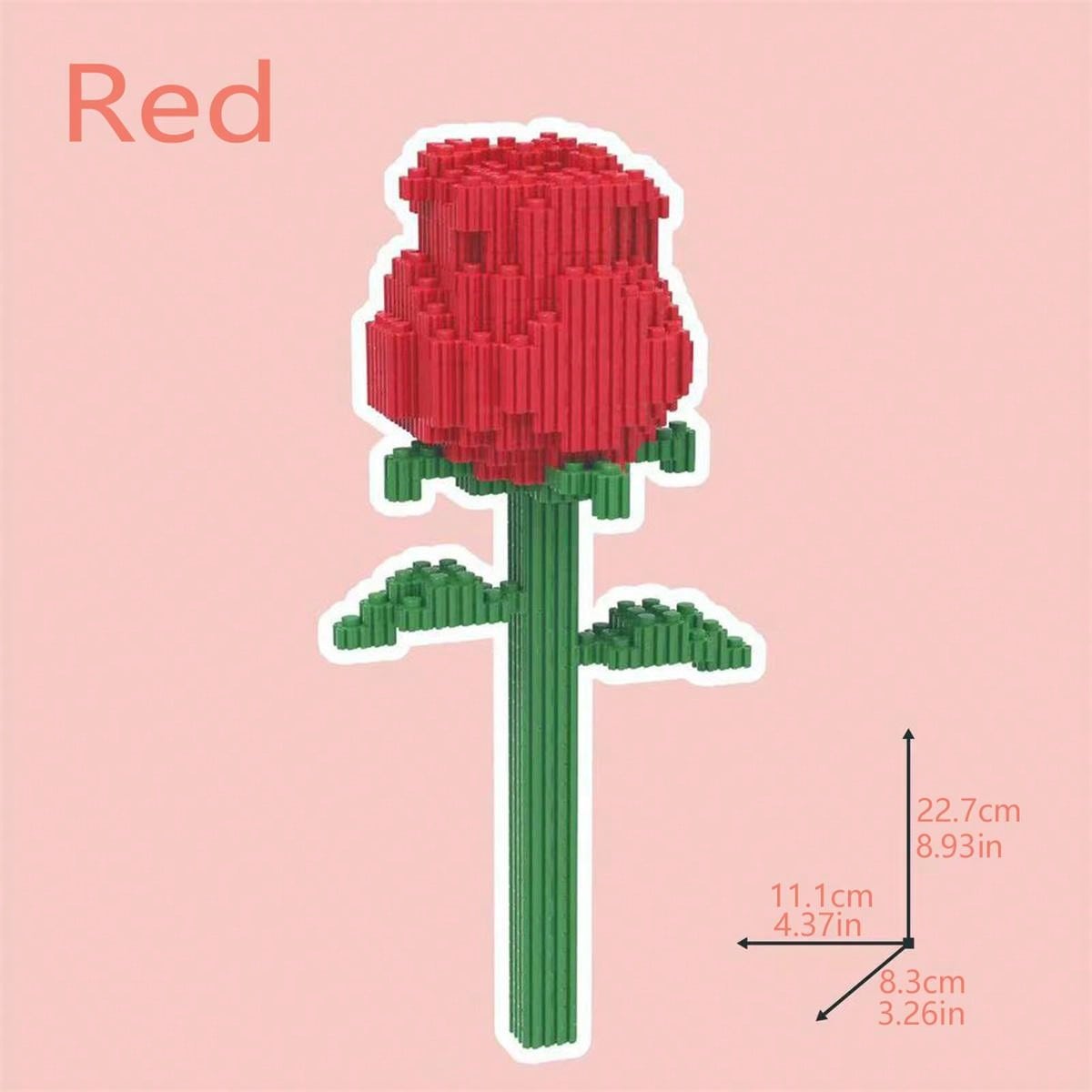 Diy Building Blocks Rose Flower, Adult Assembling Blocks Toy, Rose ...
