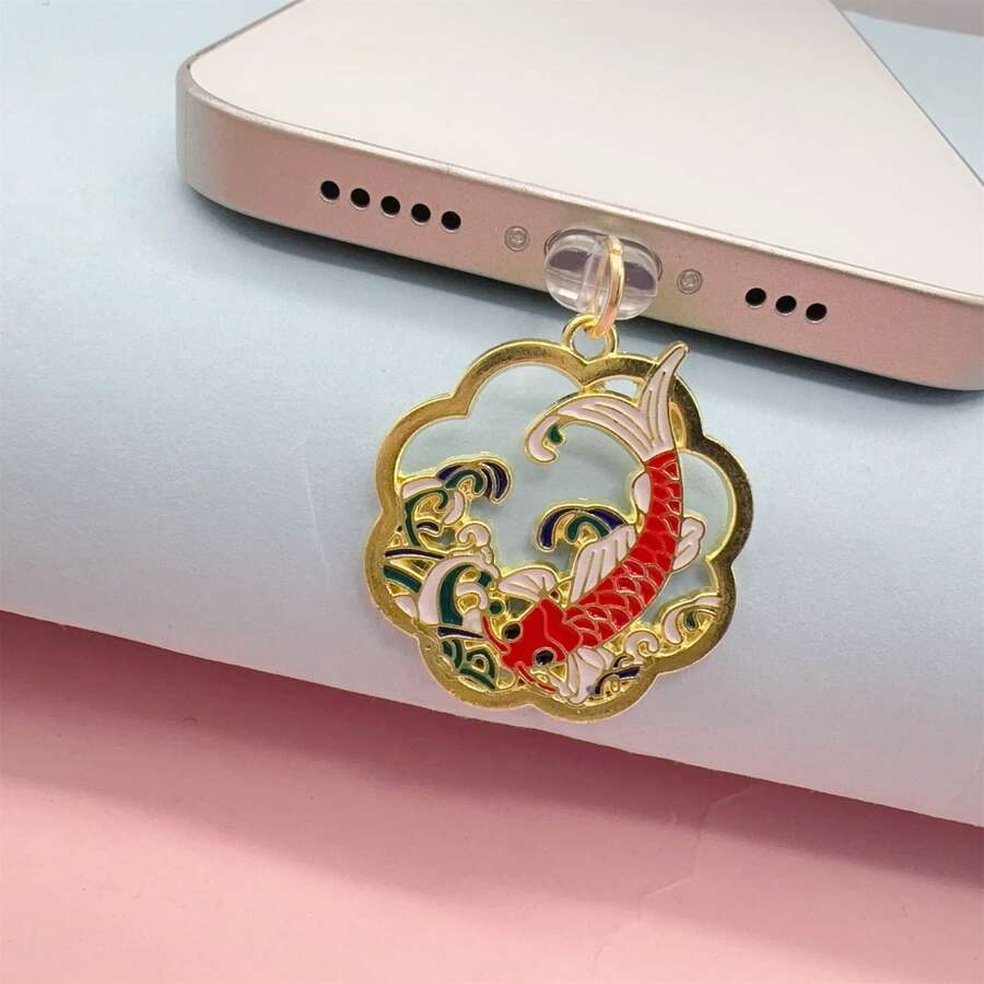Chinese Style Crane & Koi Fish Shaped Anti-Dust Plug Compatible With ...
