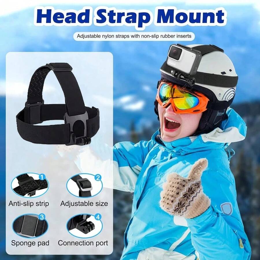 Head Strap Chest Belt Mount Adjustable For GoPro Hero 12 11 10 9 8 7 5 ...