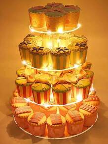 1pc, 4 Tier Acrylic Cupcake Stand, Transparent Dessert Stand With Base ...