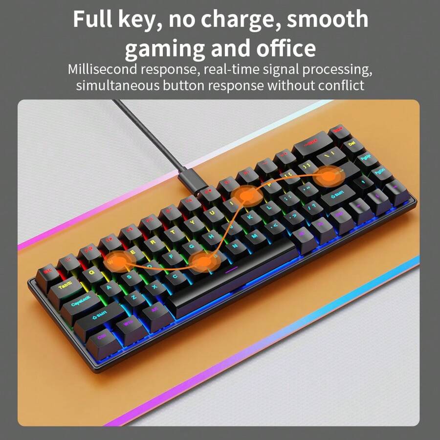 SKYLION K68 Wired Mechanical Keyboard 10Kinds Of Colorful Lighting ...