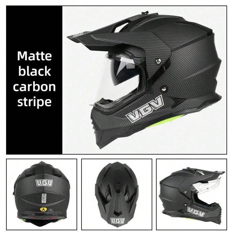 VGV Carbon Fiber Patterned Motorcycle Off-Road Rally Helmet For Men And ...