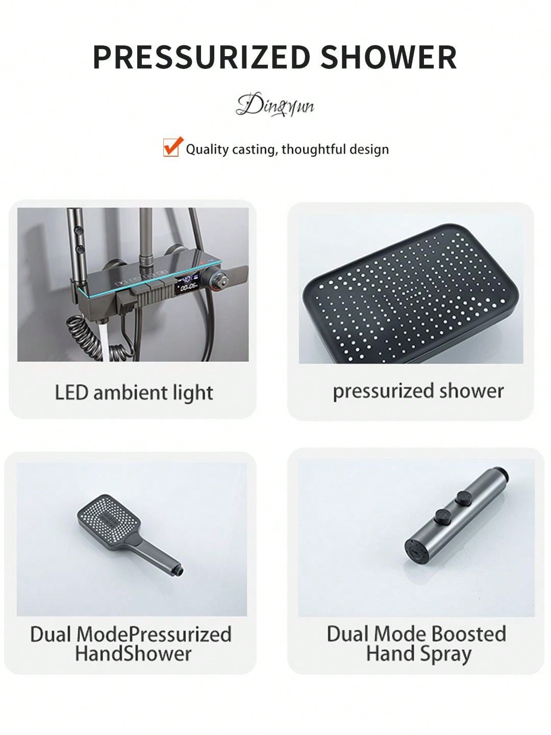 1 Set Bathroom Thermostatic Digital Display Intelligent Piano Key ...