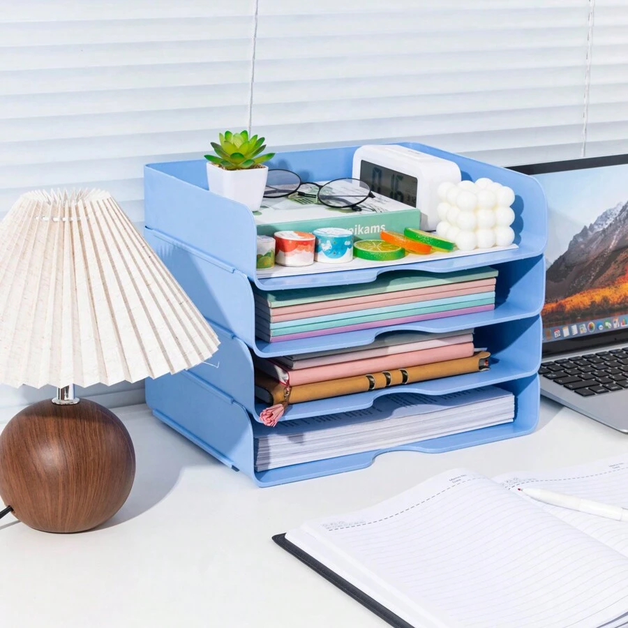 Stackable File Storage Tray, Folder Box, Desktop Office Multi-Layer ...
