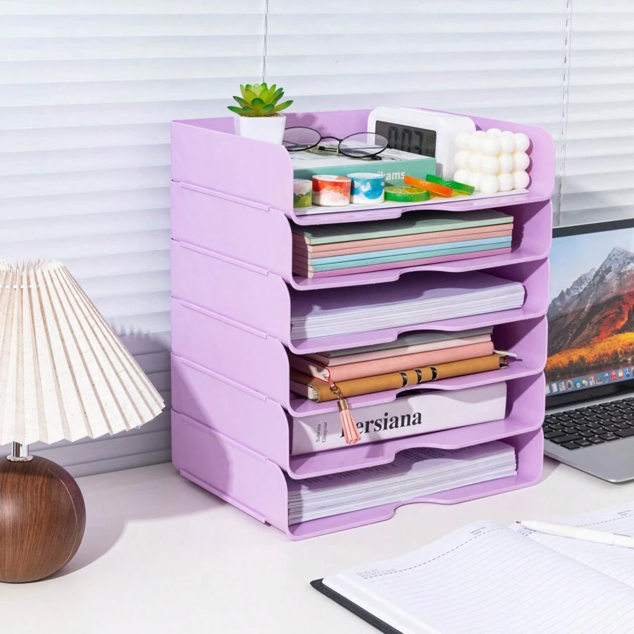 Stackable Office Desk Organizer With File Folder Storage Box, Mesh Desk ...
