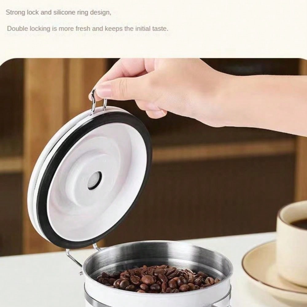 Premium White Coffee Canister 1.2L Airtight Coffee Storage Container ...