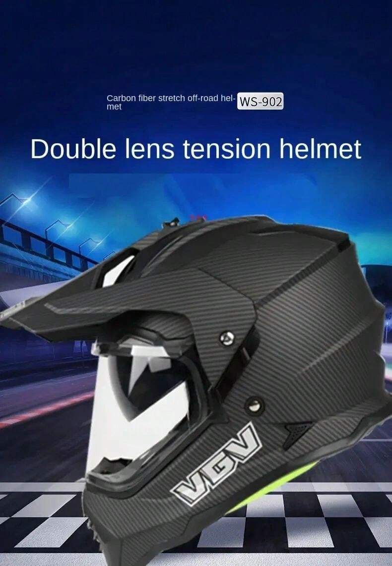 VGV Carbon Fiber Patterned Motorcycle Off-Road Rally Helmet For Men And ...