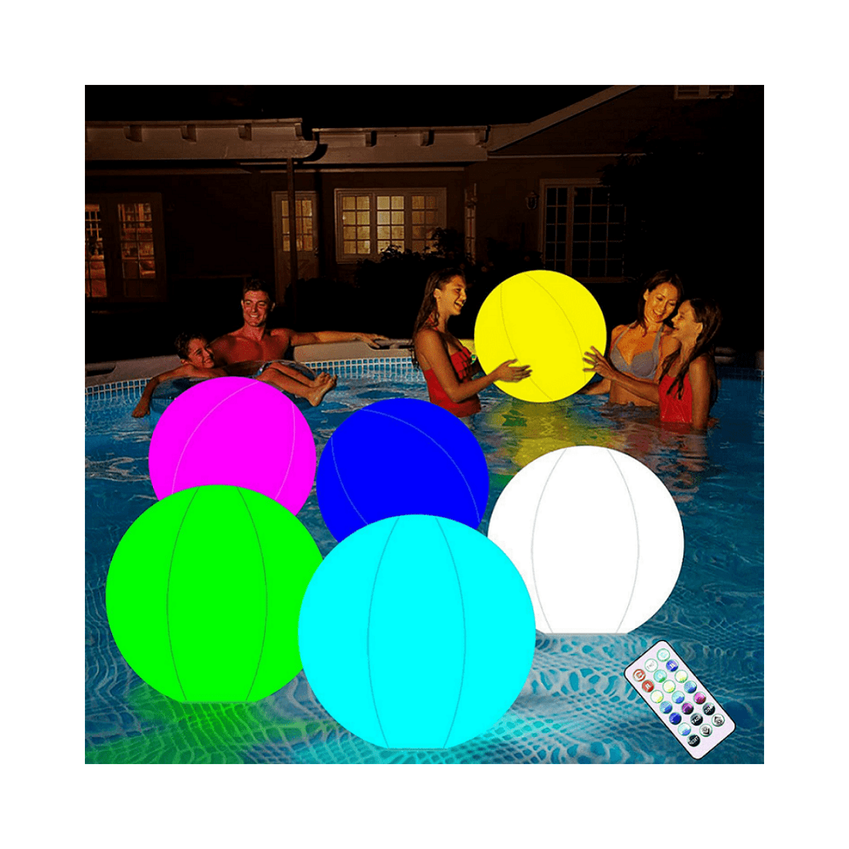 1pc Pvc Inflatable Ball With Led Light, Glowing Ball For Beach, Holiday ...