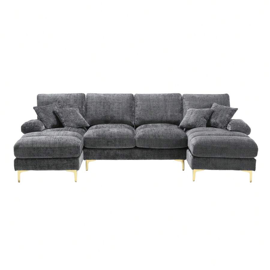 LUCKHAO Modern Large Sectional Sofa With 2 Chaises Lounges, U-Shaped ...