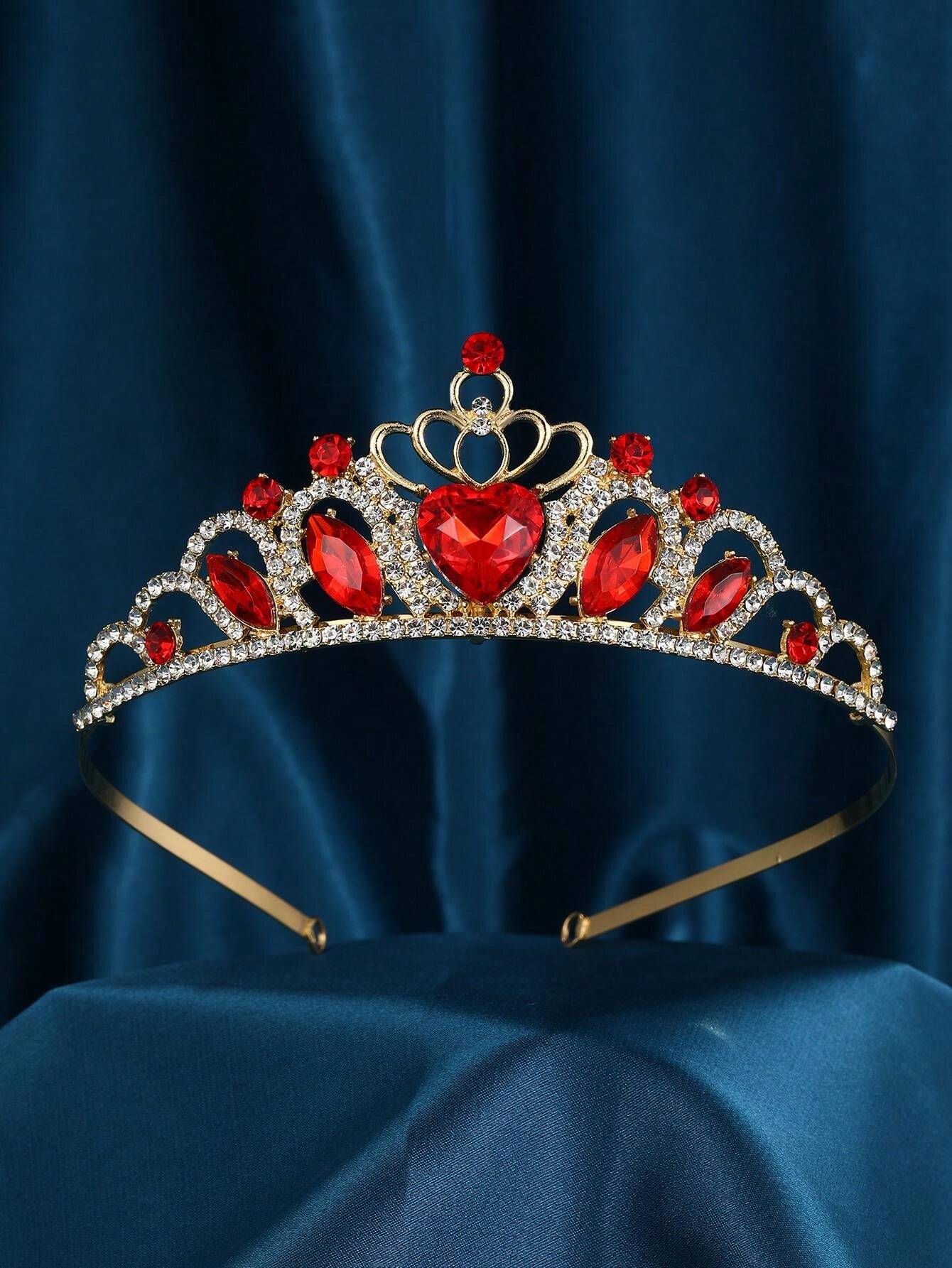 Bridal Crown Heart Headdress Rhinestones Wedding For The Headpiece ...