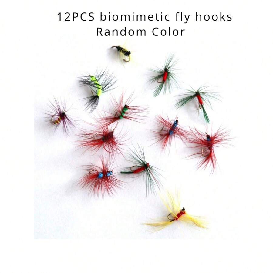 12pcs Biomimetic Fly Hooks, 1 Box Of 12 Handmade Hair Hooks, Small ...