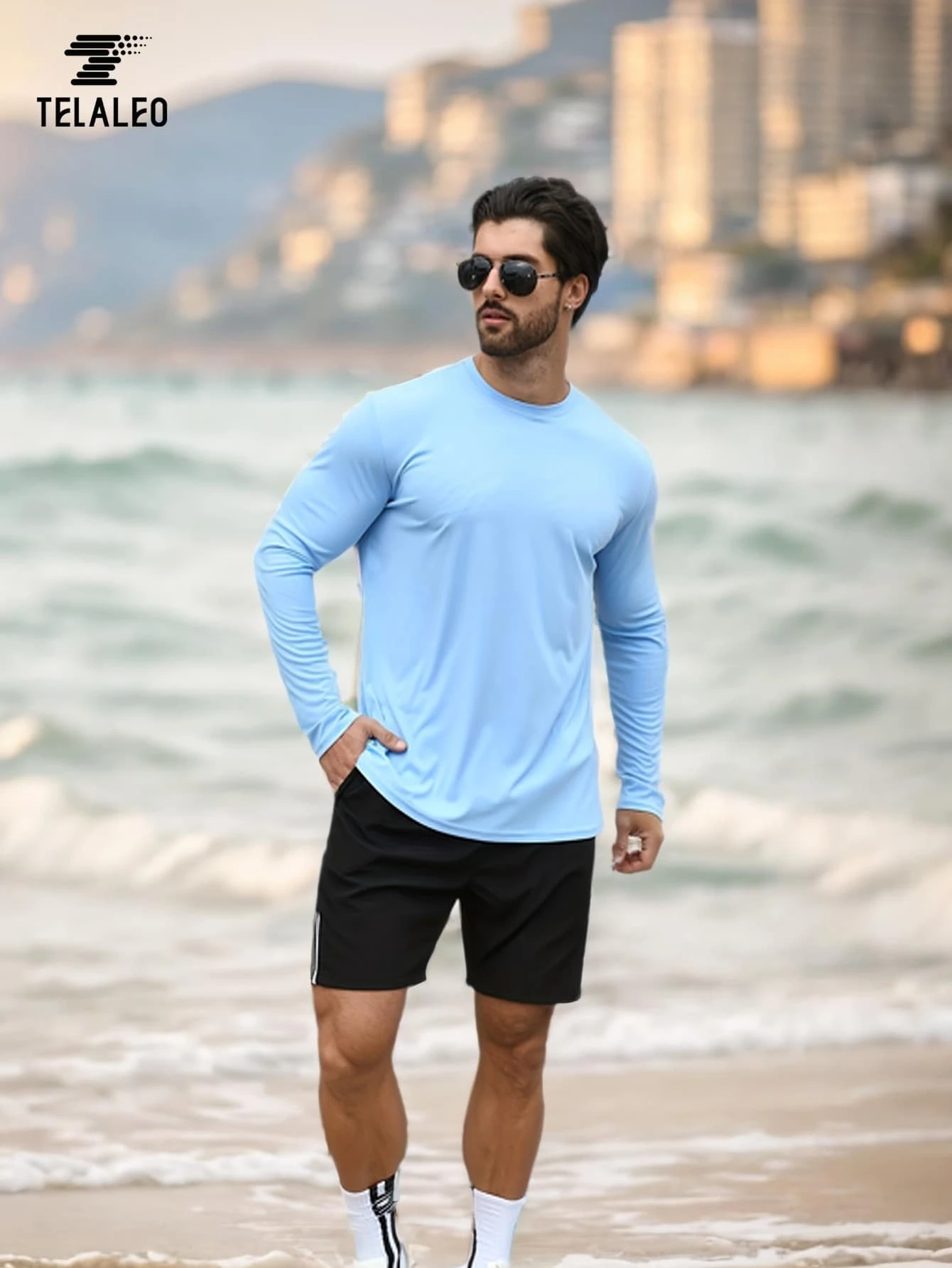 TELALEO 2 Pack Men's UPF 50+ Rash Guard Swim Surf Fishing Shirts, Long ...