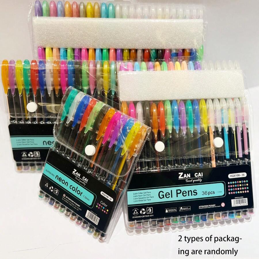 Glittery Colorful Neutral Pens With Star-Shaped Glowing Cap For Note ...