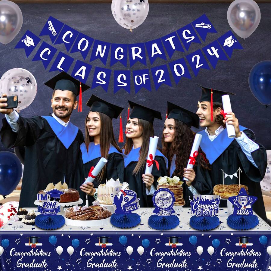 Graduation Decorations Class Of 2024 Graduation Party Decorations Blue ...