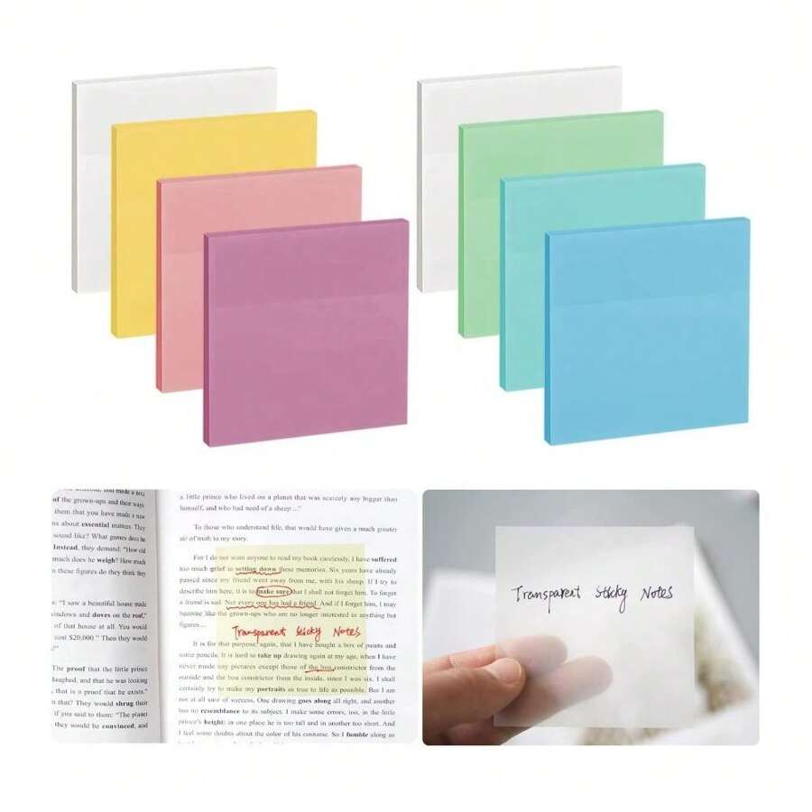 500pcs Transparent Posted It Sticky Note Pads - 2 Style Different Size ...