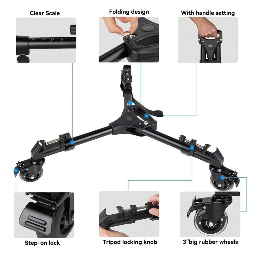 SmallRig Universal Photography Tripod Dolly, Heavy Duty With 3" Rubber ...