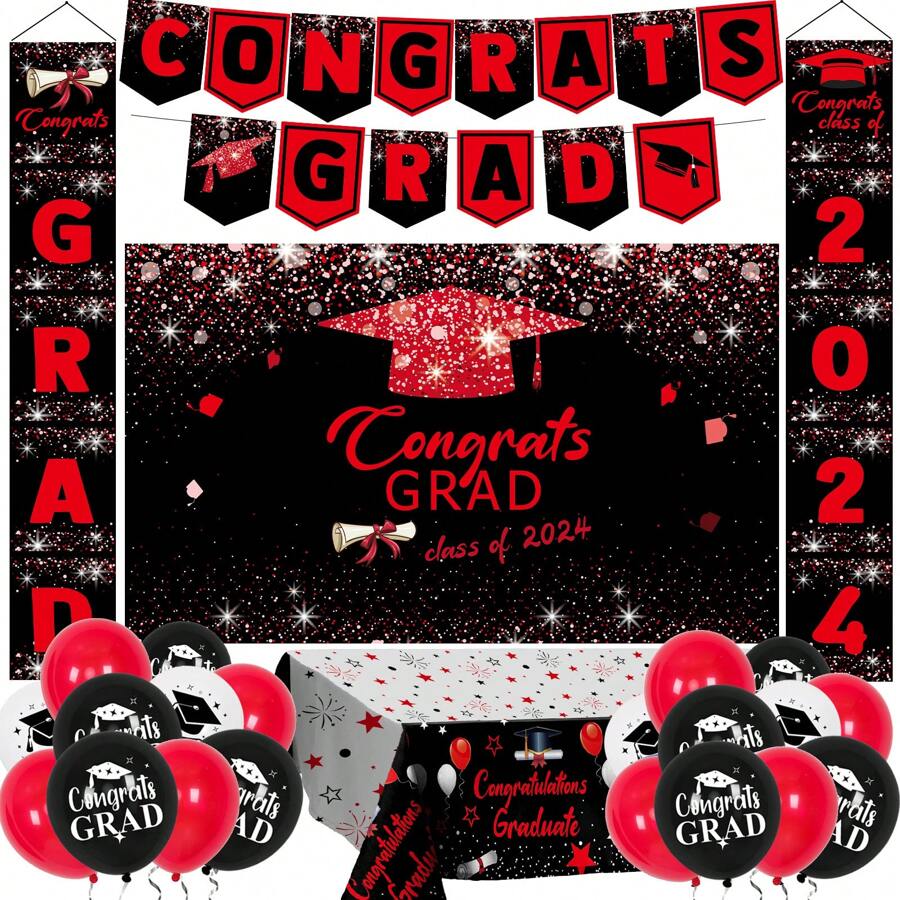 Graduation Decorations Class Of 2024 Red And Black, Graduation ...