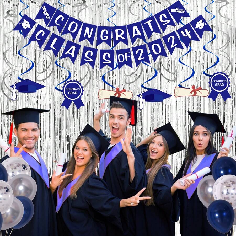 Graduation Decorations Class Of 2024 Graduation Party Decorations Blue ...