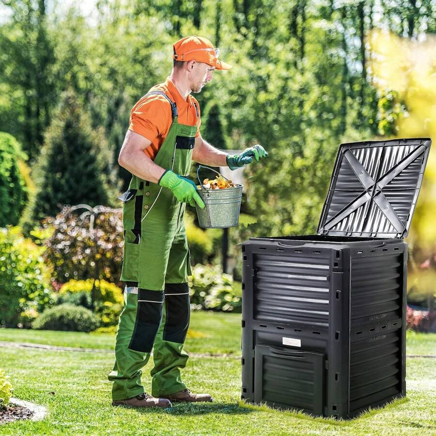 Homnibu Large Outdoor Compost Bin 80 Gallon 300l Composter Box With