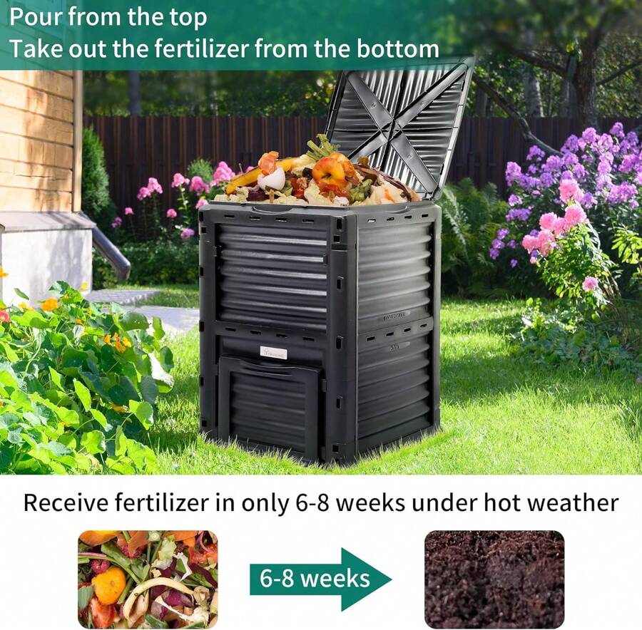 Homnibu Large Outdoor Compost Bin, 80 Gallon (300L) Composter Box With ...